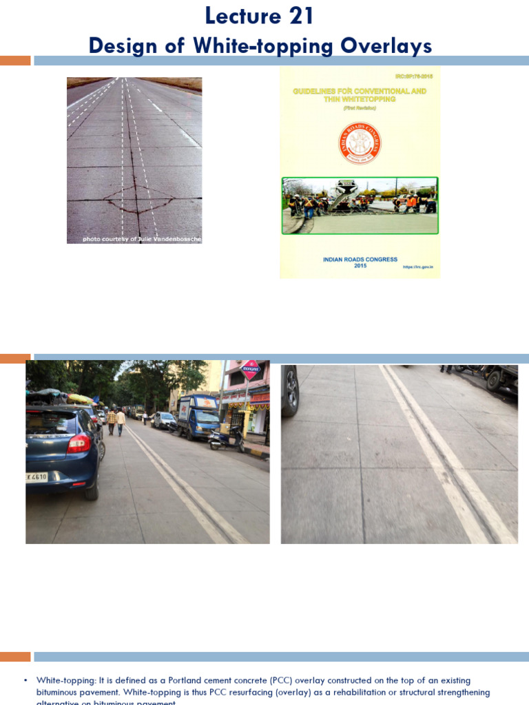 Lecture 21 - Design of Overlays White-Topping | PDF | Road Surface ...