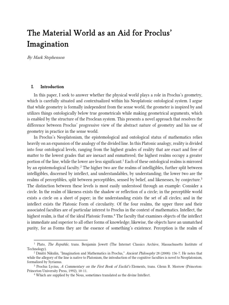 Proclus' Geometry and Neoplatonism | PDF | Nous | Geometry