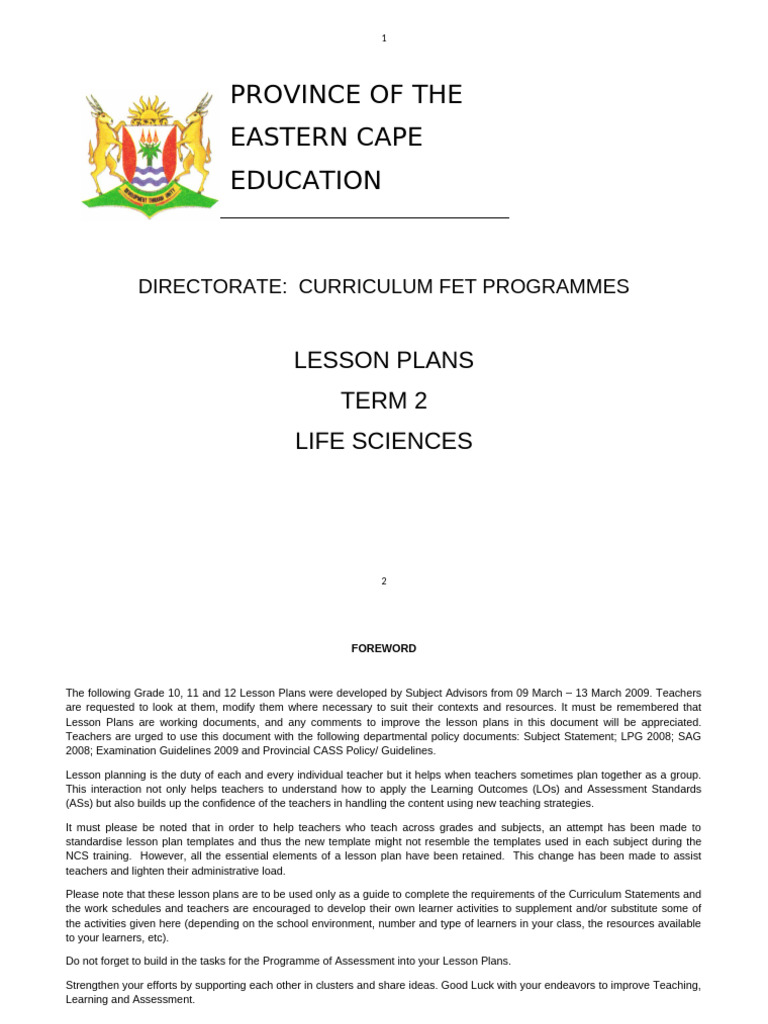 Grade 10 Life Sciences Term 2 Plans | PDF | Learning | Food Web