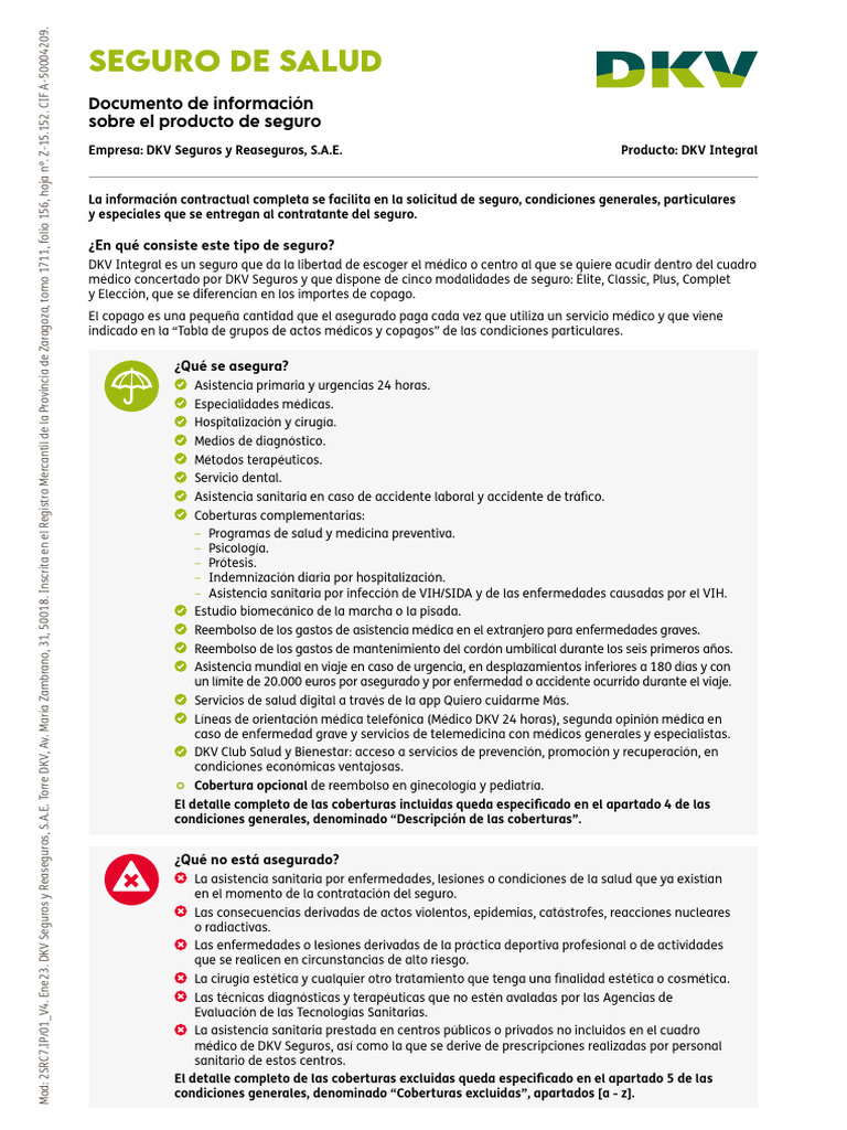 Seguro de Salud DKV Integral: Coberturas y Condiciones | PDF | Seguro | Hospital