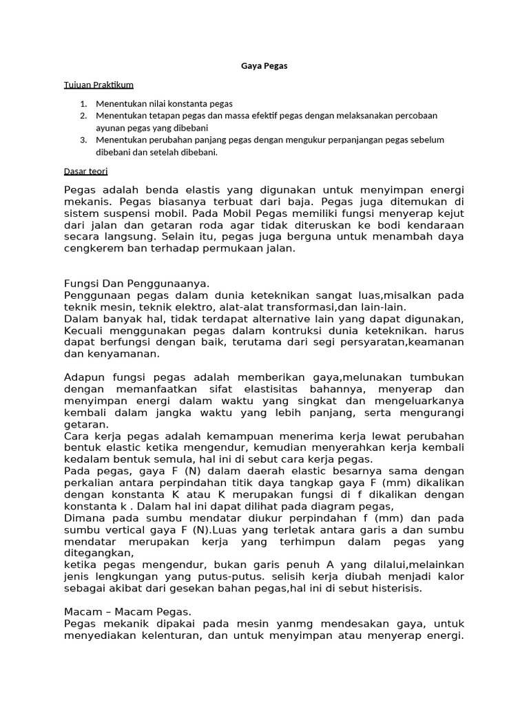 Gaya Pegas laporan resmi | PDF