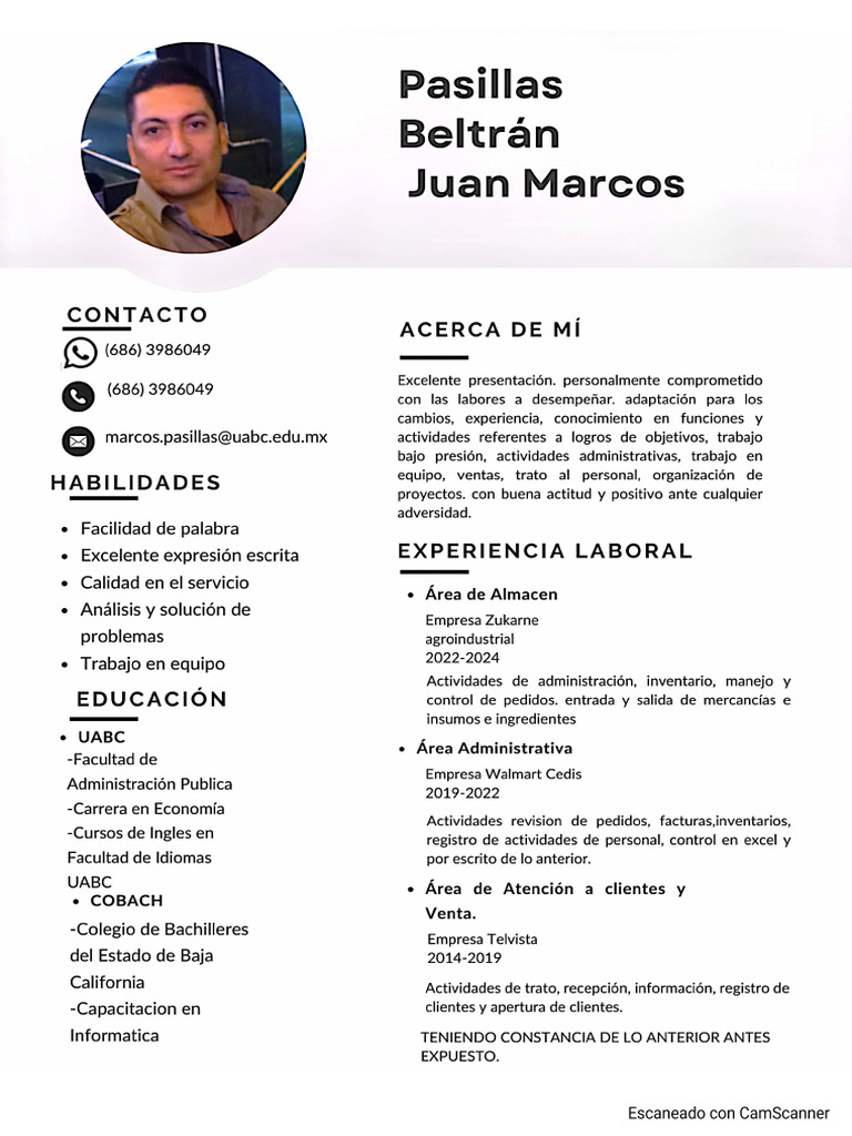CV Marcos Pasillas Camscaner | PDF