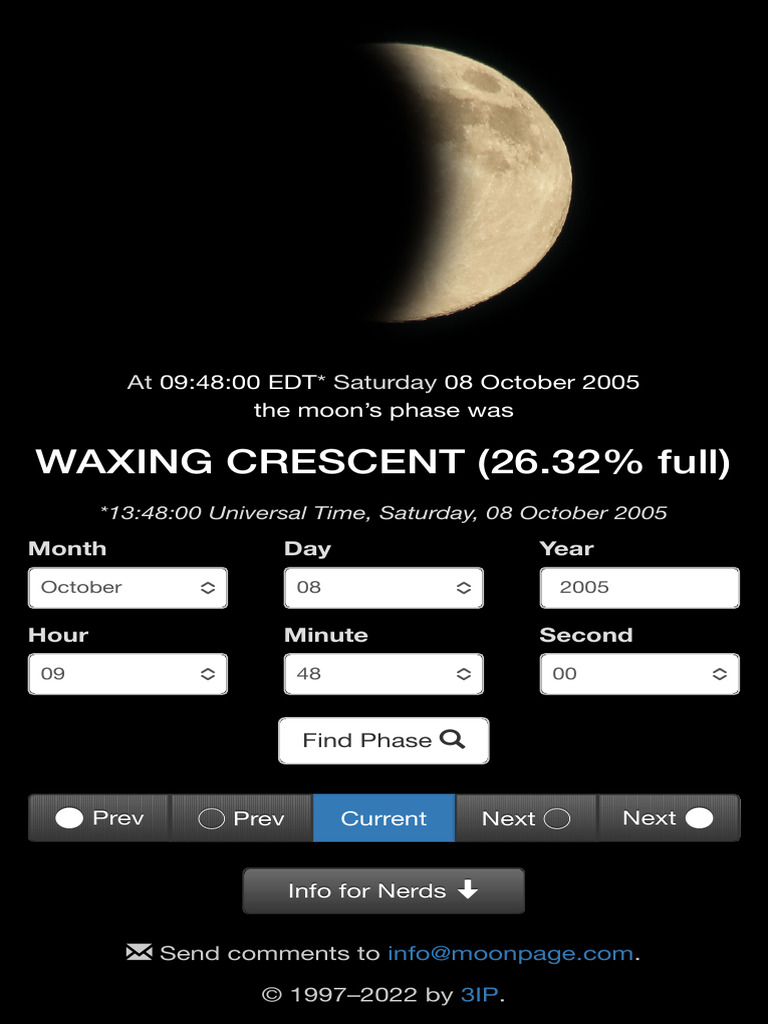Moonpage Look Up The Moon Phase For Any Date | PDF