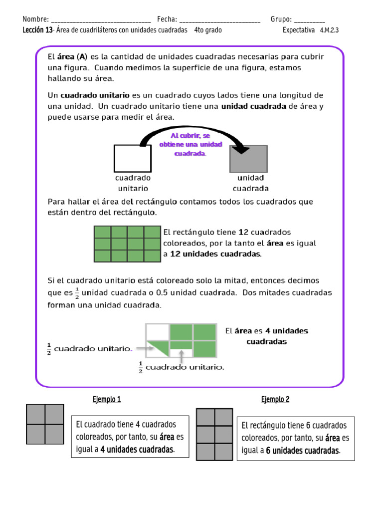 Área de cuadriláteros en 4to grado | PDF