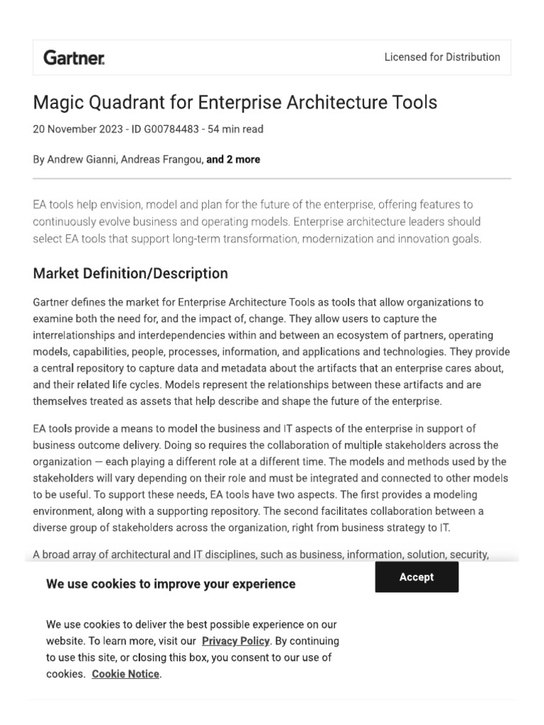 Gartner Enterprise Architecture Tools | PDF