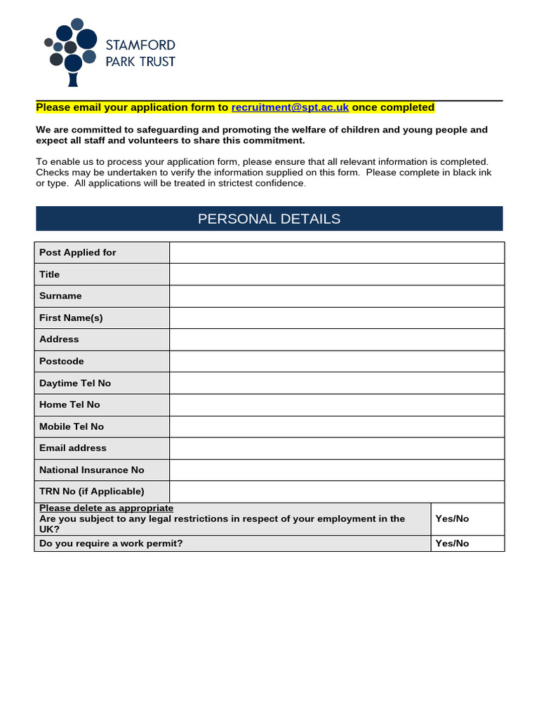 Stamford Park Trust Application Form - March23 | PDF | Justice | Crime ...