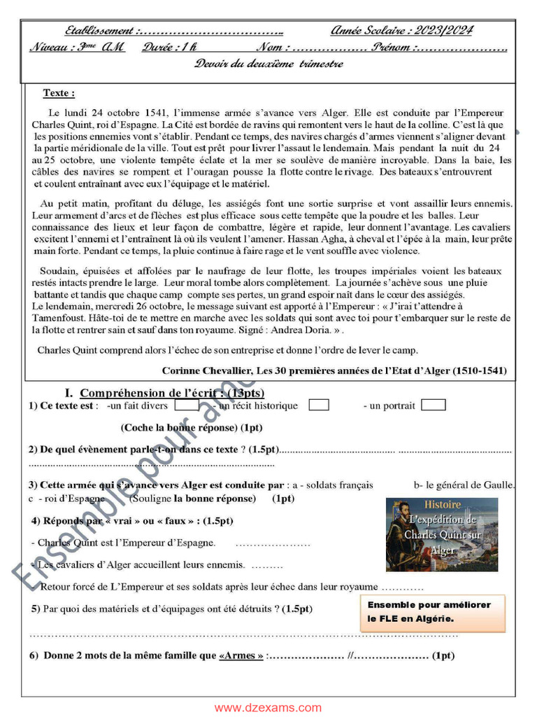 Devoir-3am-francais-815921 | PDF