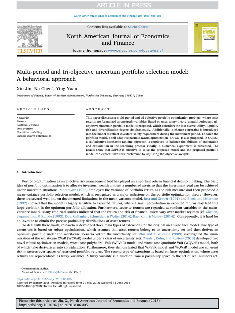 Multi-Period and Tri-Objective Uncertain Portfolio Selection Model A Behavioral Approach | PDF ...