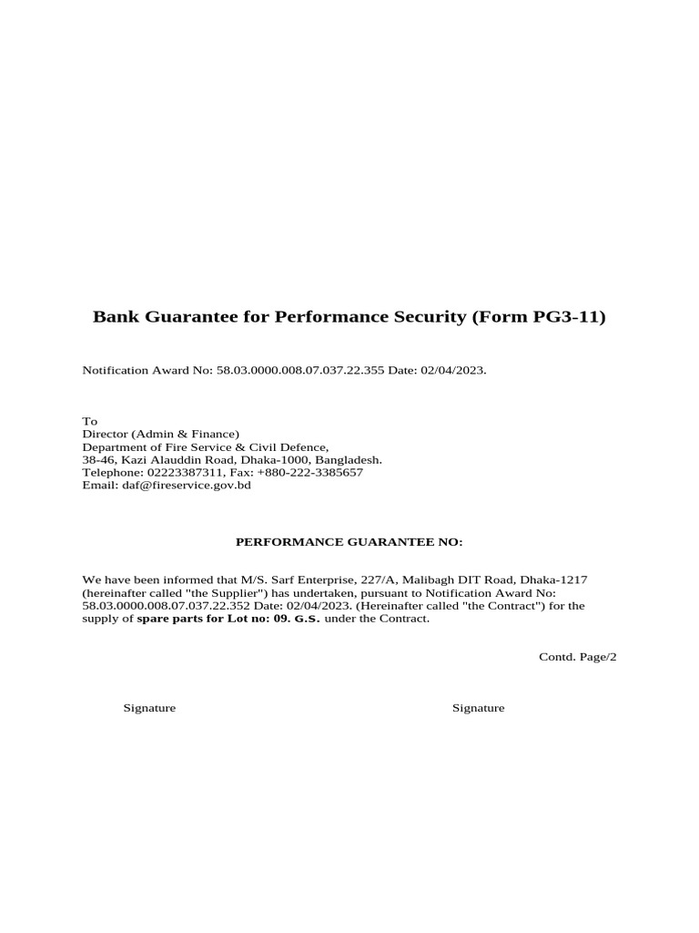 Noa Bank Gurantee For Lot 9 GS | PDF