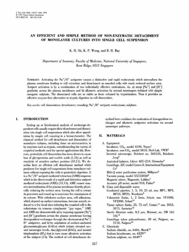 An Efficient and Simple Method of Non-Enzymatic Detachment of Monolayer ... An Efficient and Simple Method of Non-Enzymatic Detachment of Monolayer ...