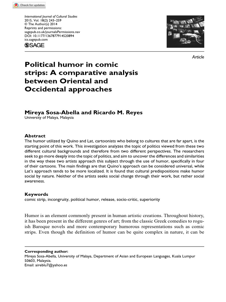 Sosa Abella Reyes 2014 Political Humor in Comic Strips A Comparative Analysis Between Oriental ...