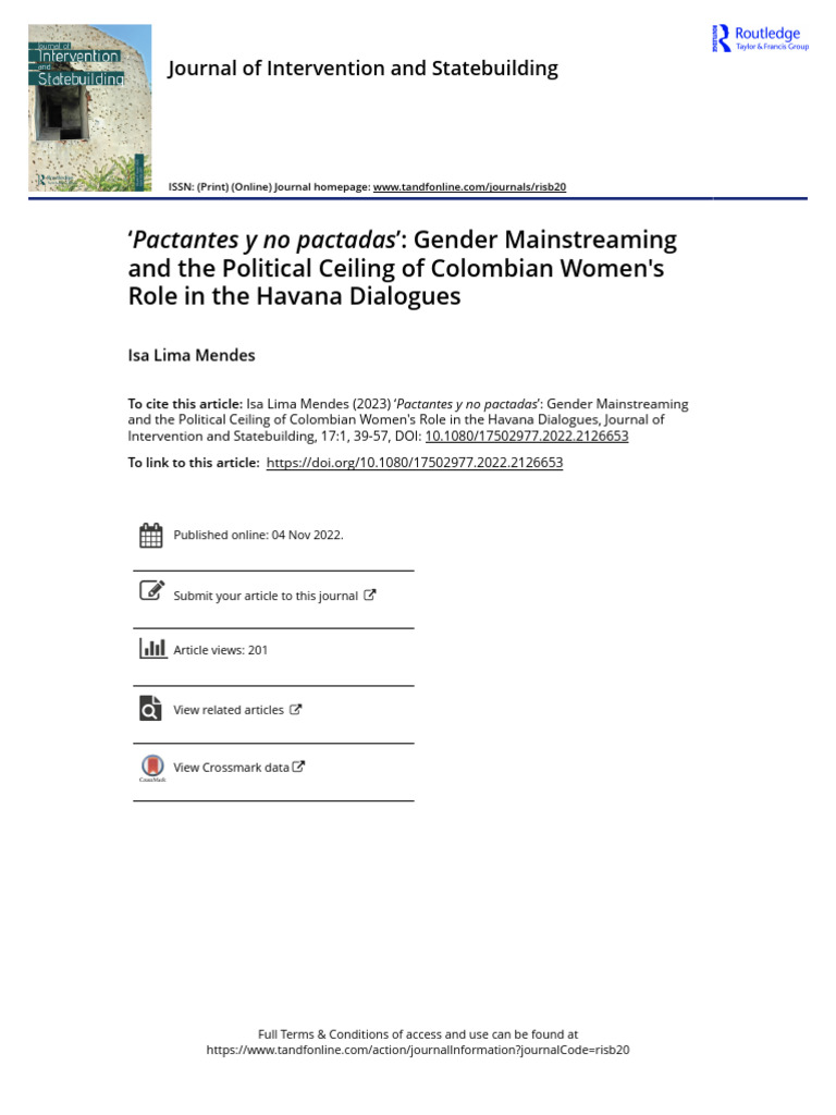 Gender Mainstreaming in Colombia's Peace Talks | PDF | Gender ...