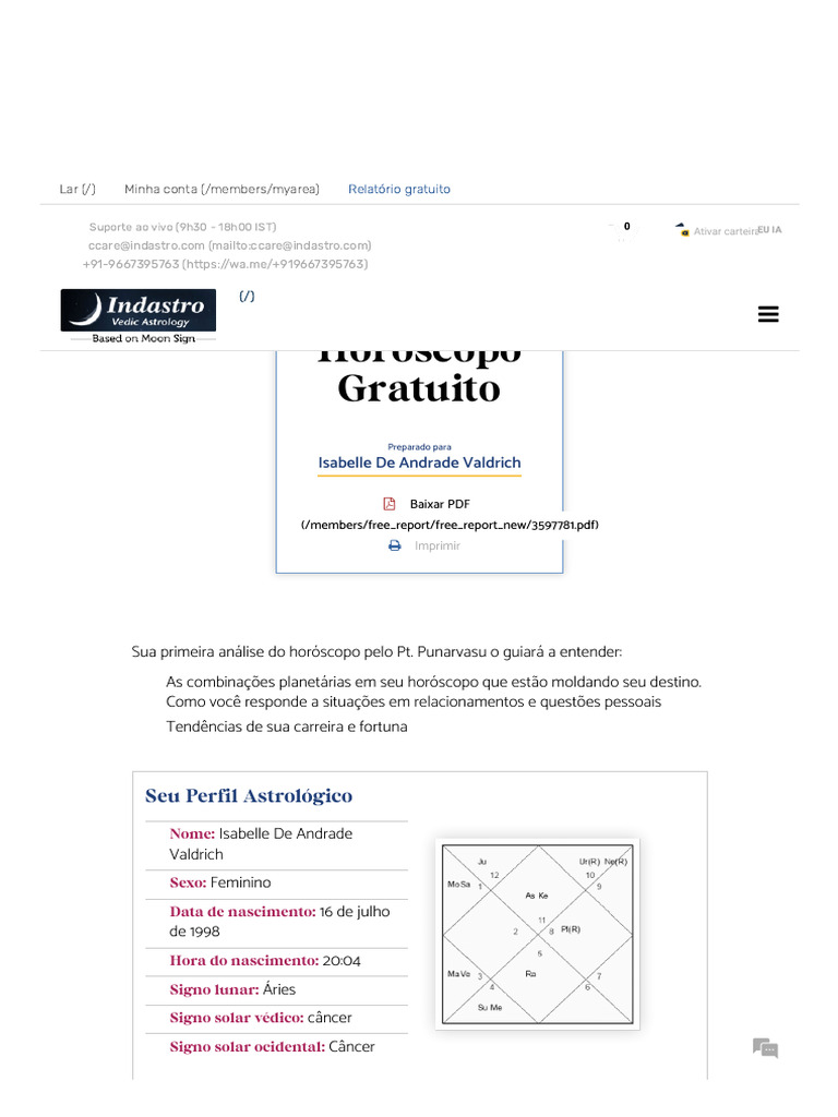 Relatório Gratuito Indastro ISABELLE | PDF | Planets In Astrology ...