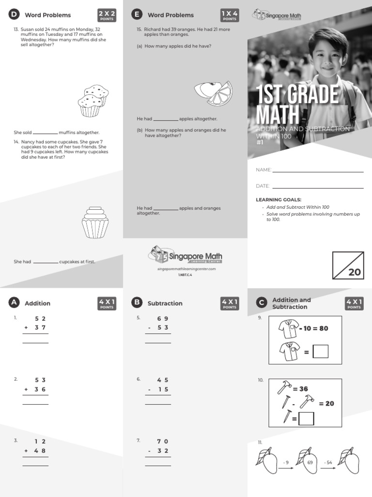 G1 Addition and Subtraction Within 100 #1 | PDF