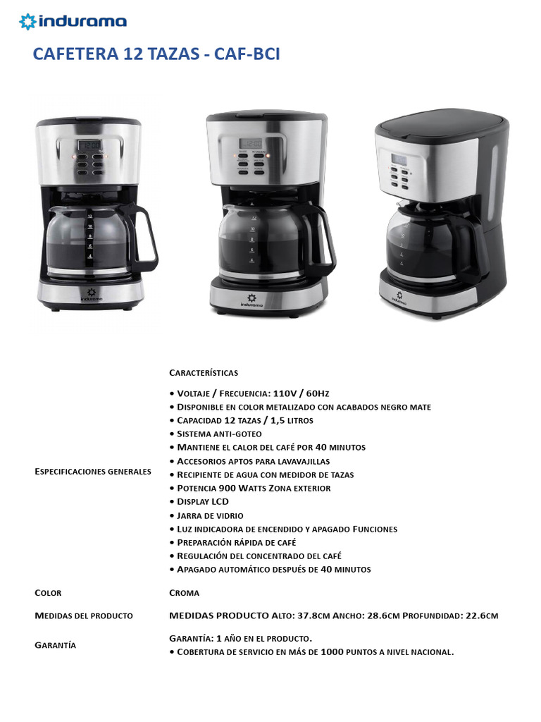 B1-05 Ficha Tecnica de Cafetera | PDF