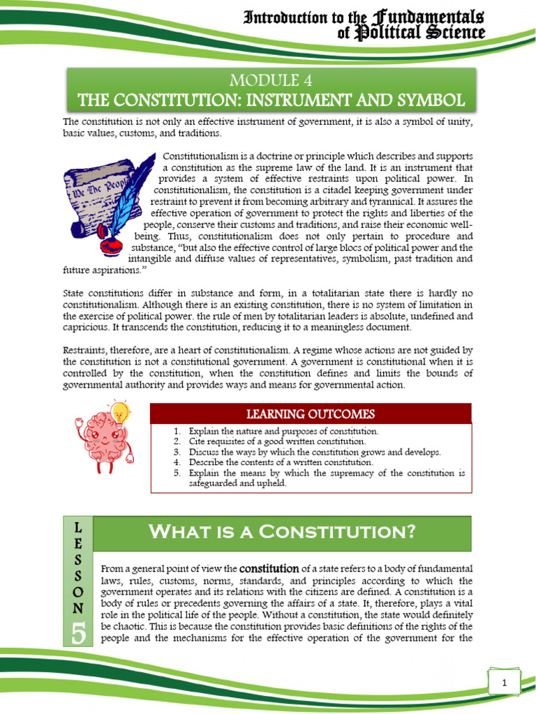 Module 4 The Constitution | PDF | Constitution | Civil And Political Rights