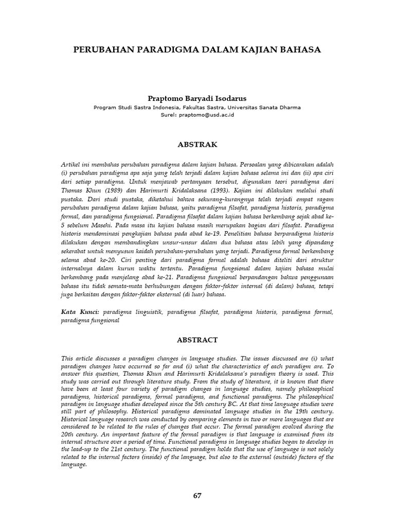 Perubahan Paradigma dalam Linguistik | PDF