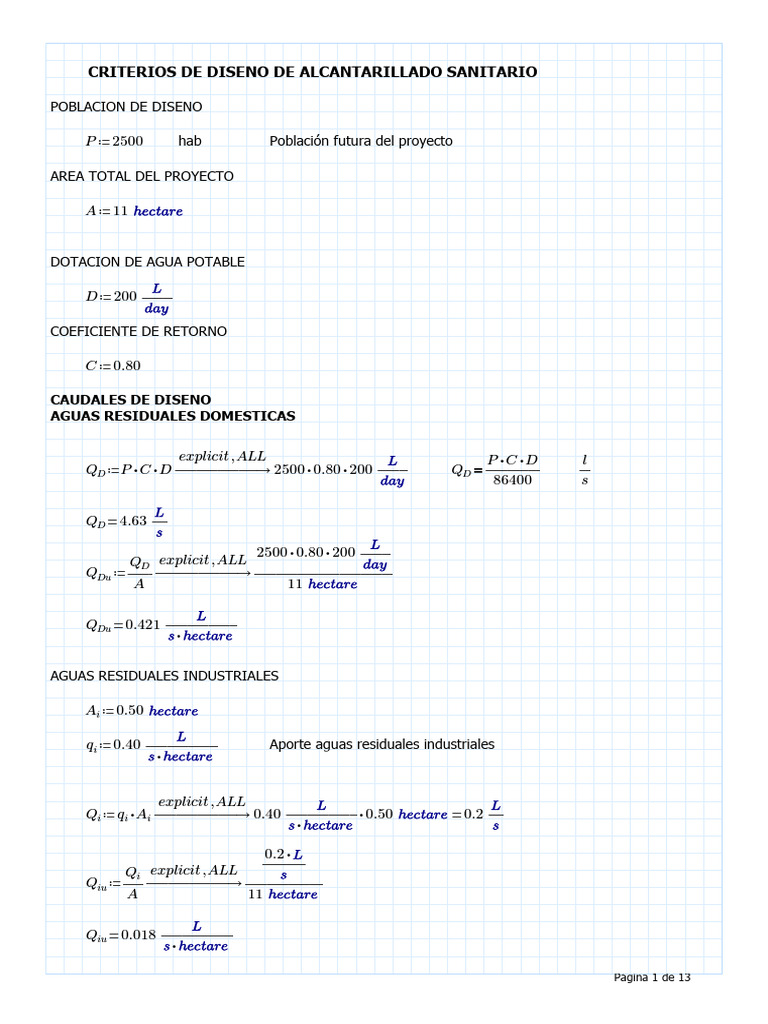 Calculo de Una Red de AASS | PDF | Administracion del Agua | Tratamiento de aguas