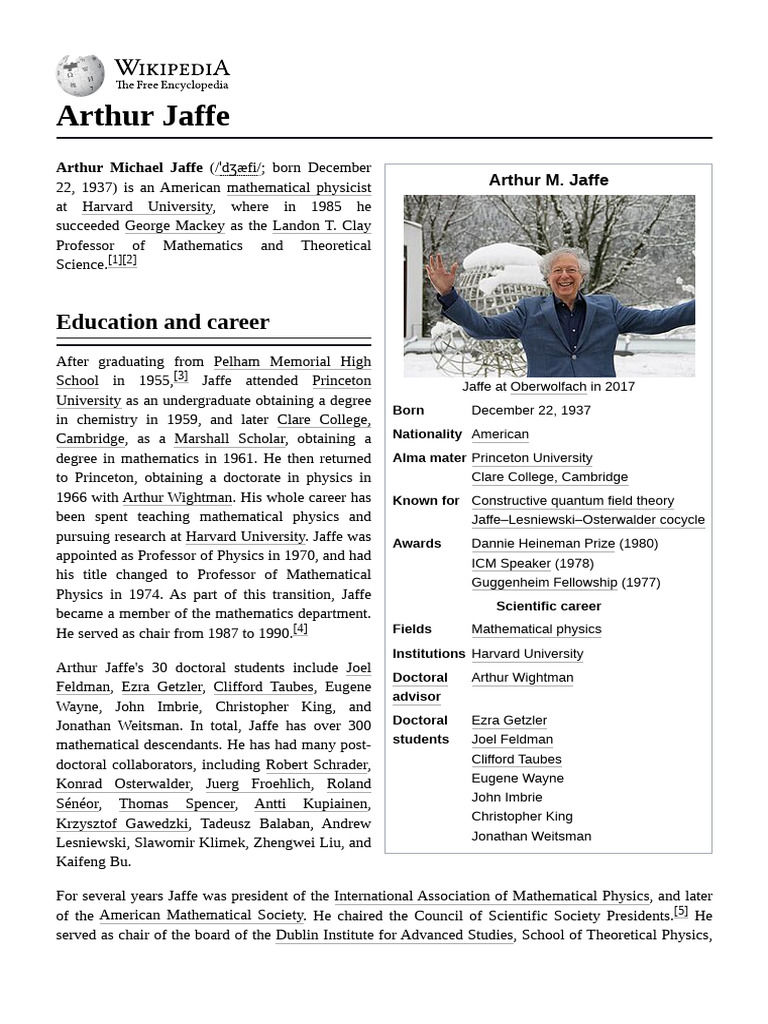 Arthur_Jaffe | PDF | Theoretical Physics | Physics