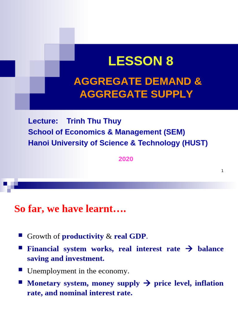 LESSON 8 - 1 Aggregate Demand and Aggregate Supply | PDF | Aggregate Demand | Long Run And Short Run