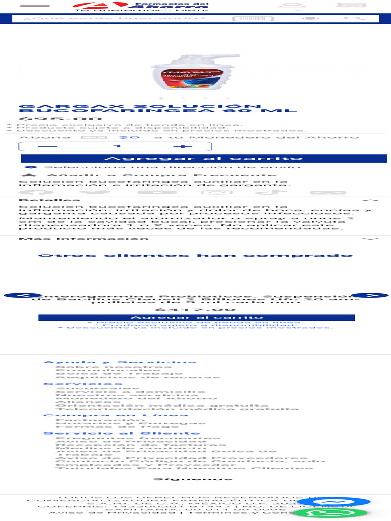 Farmacias Del Ahorro Gargax Solución Bucofaring | PDF | Las compras en ...