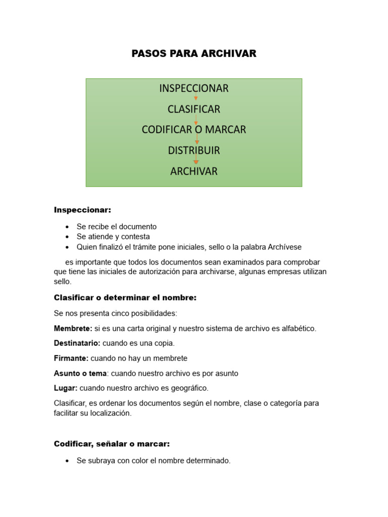 Pasos para Archivar Documentos | PDF