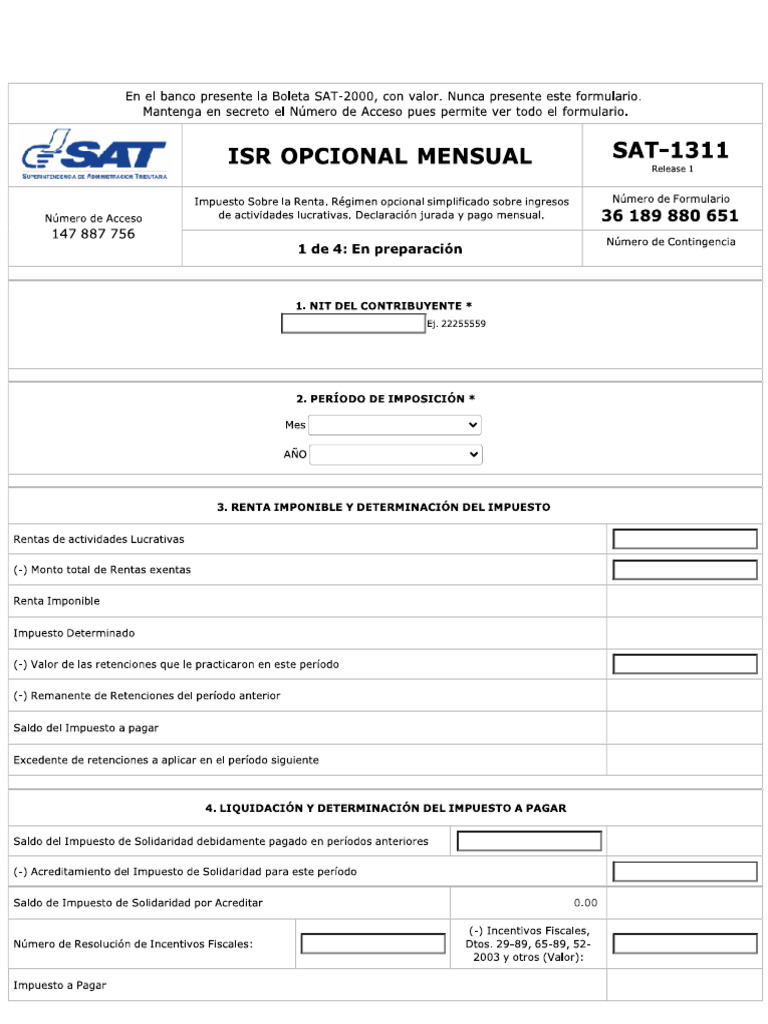 Formulario Del ISR Opcional Simplificado | PDF