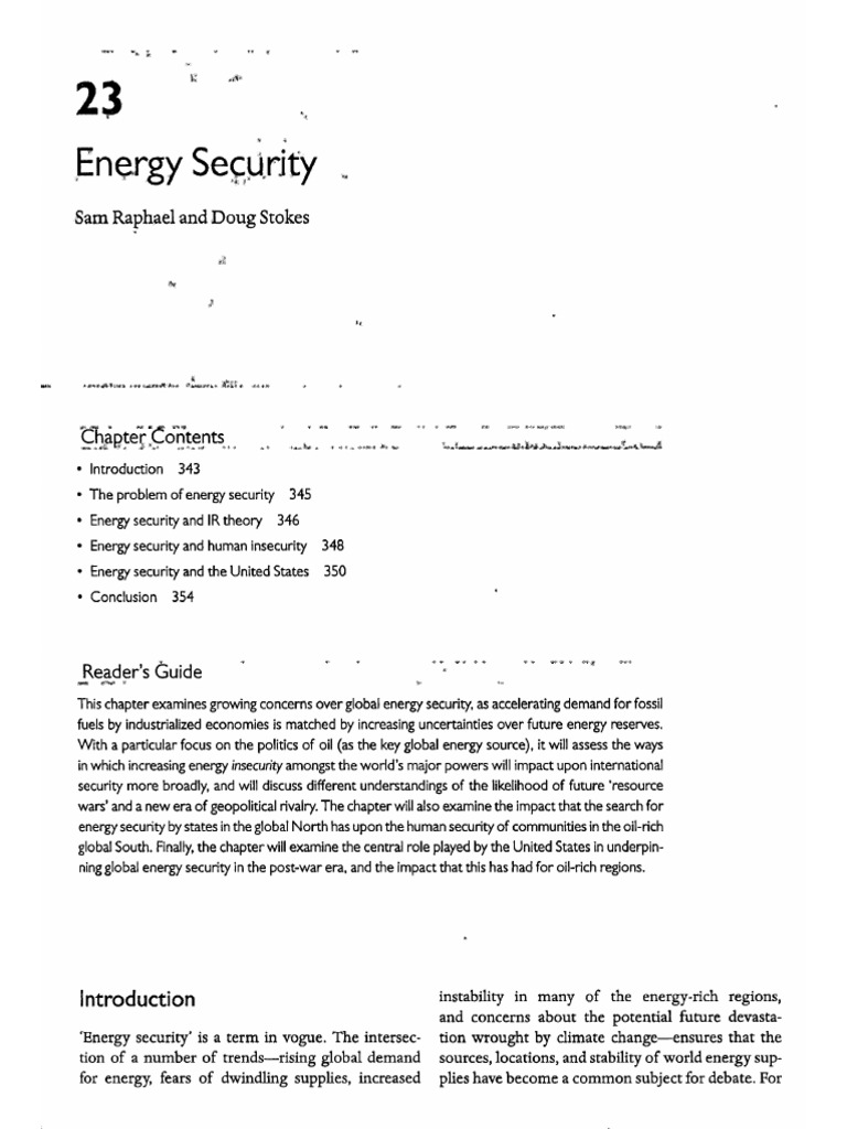Energy Security in The Eys of The 3ism (Raphel and Stokes 2016) | PDF