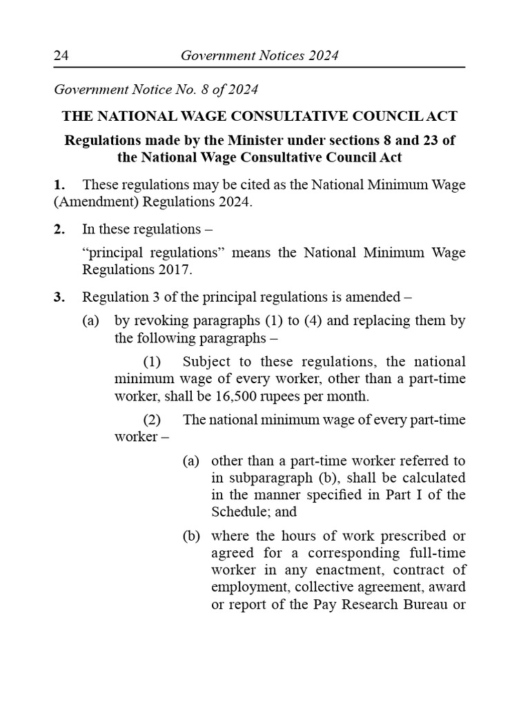 8 - The National Minimum Wage (Amendment) Regulations 2024 | PDF | Wage ...