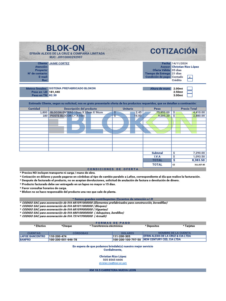 Jaime Cortez - Blokon | PDF | Pagos | Business