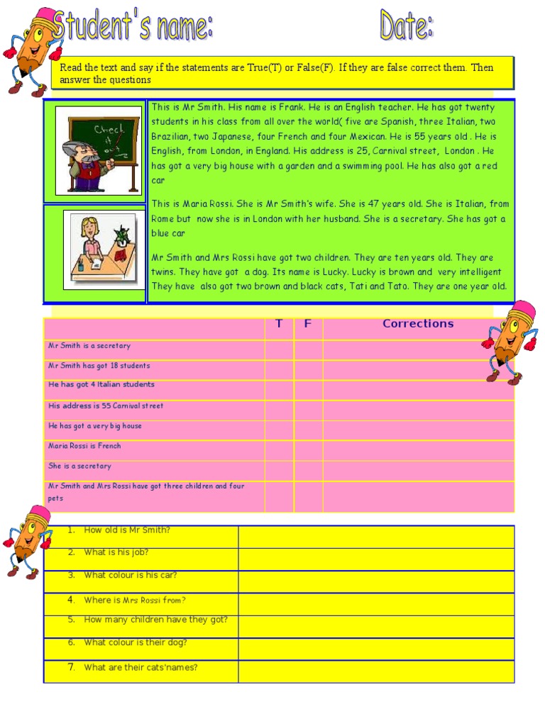 Read The Text and Say If The Statements Are True (T) or False (F) - If ...