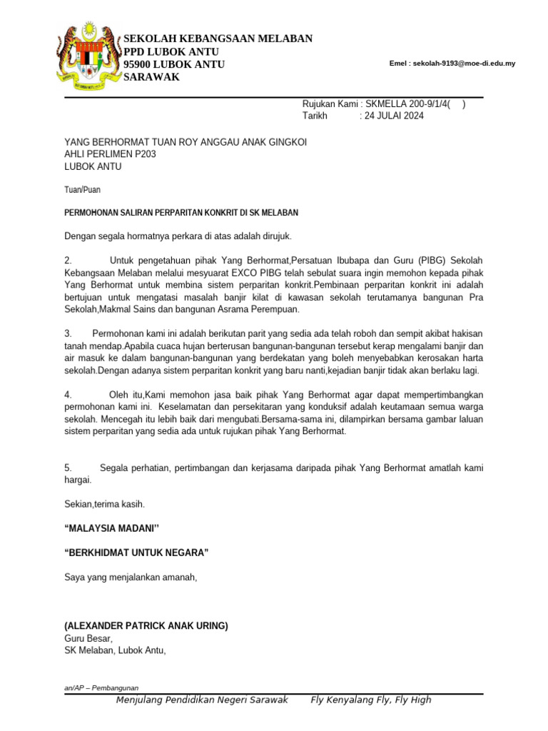 Kepala Surat PA YB Tuan Roy (Parit) | PDF