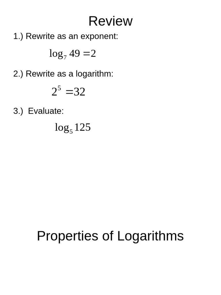 Properties of Logarithms | PDF