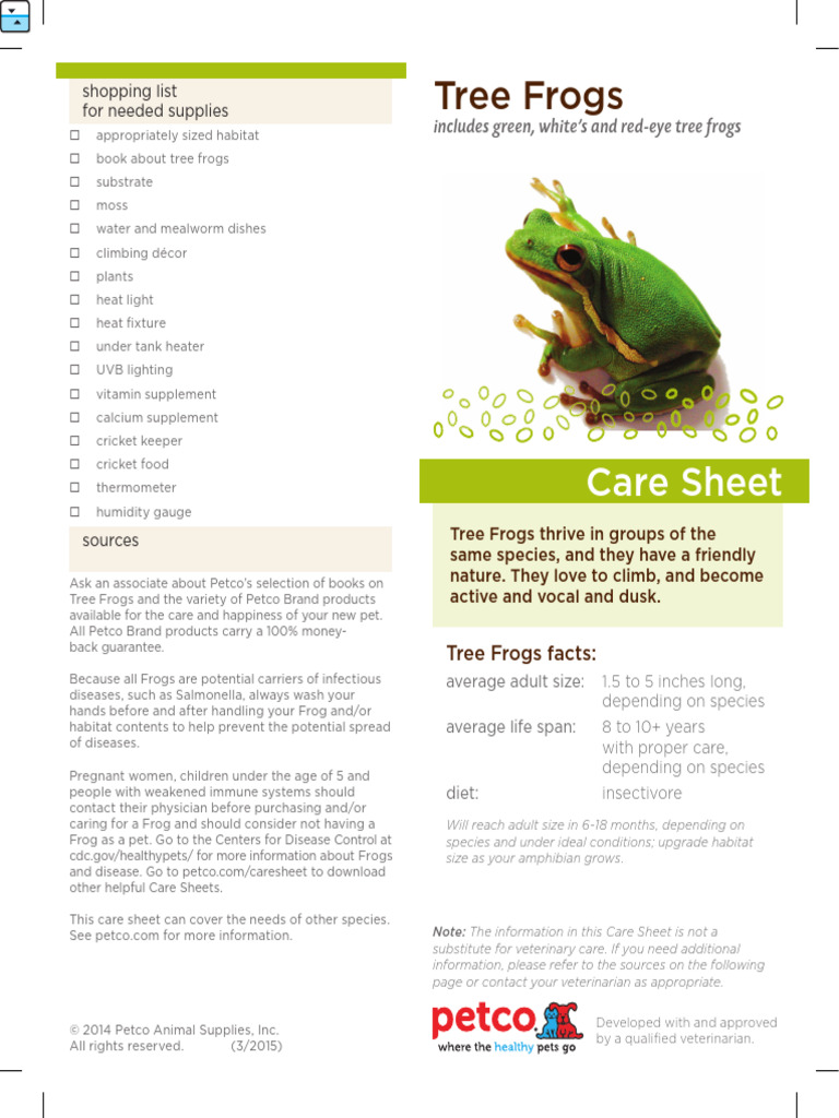 Caresheet Treefrogs 2016 | PDF | Frog | Amphibian
