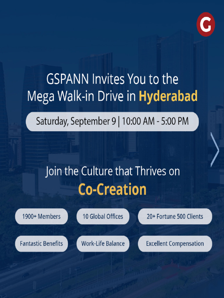 GSPANN Invites You To A Mega Walk-In Drive - Hyderabad | PDF