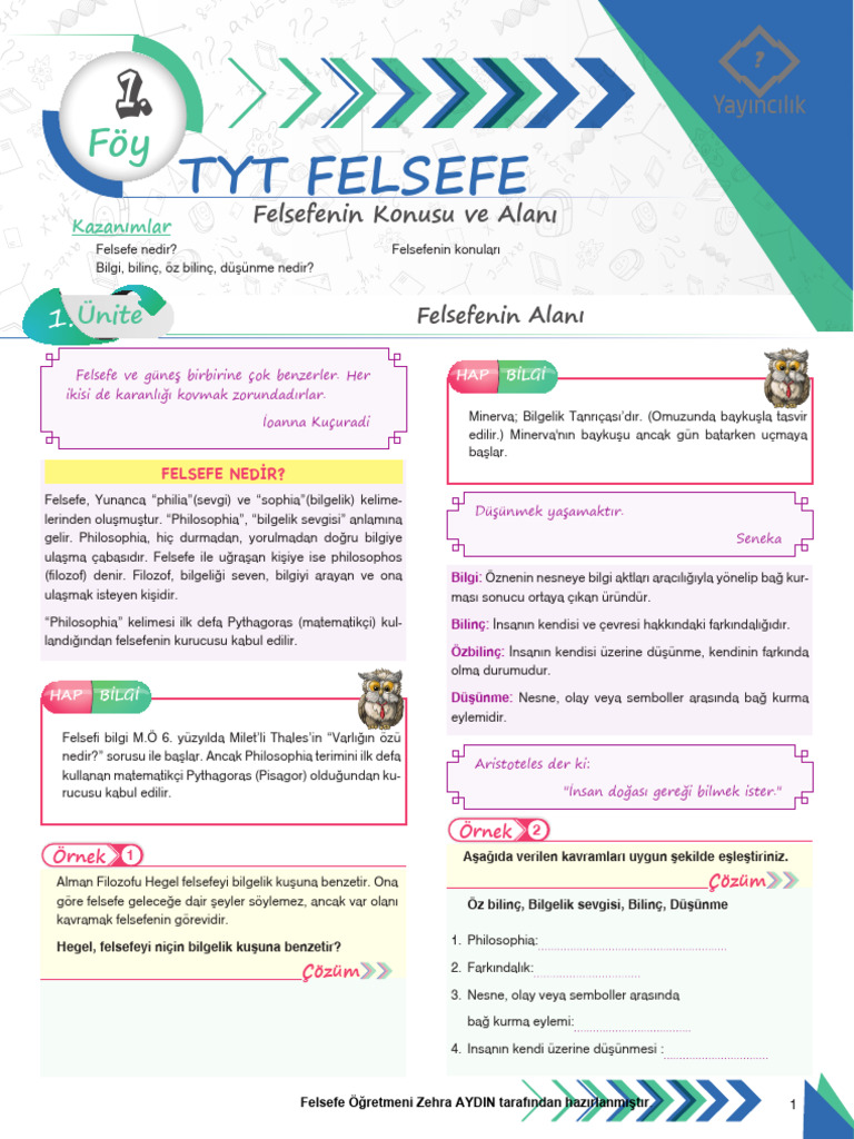 Tyt Felsefe Foy 1 15 Kapali | PDF