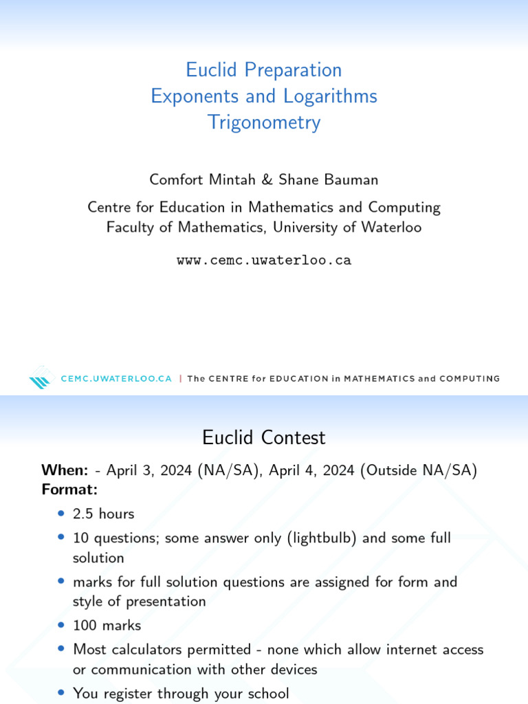 Euclid Sessions 3 | PDF | Exponentiation | Mathematics