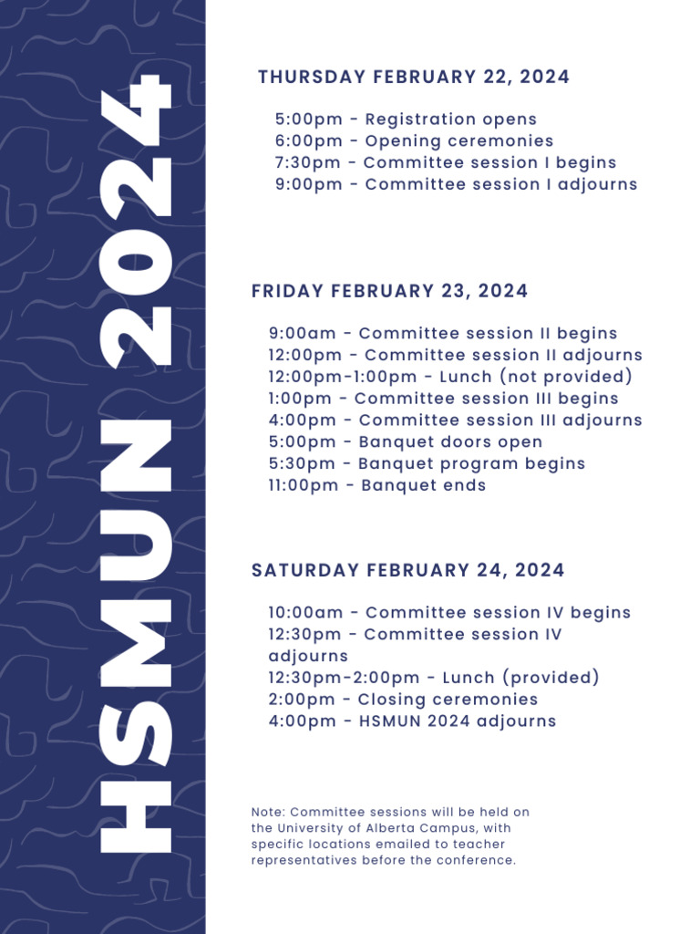 HSMUN 2024 ConferenceSchedule | PDF