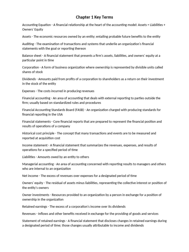 2018 Chapter 1 Key Terms | PDF