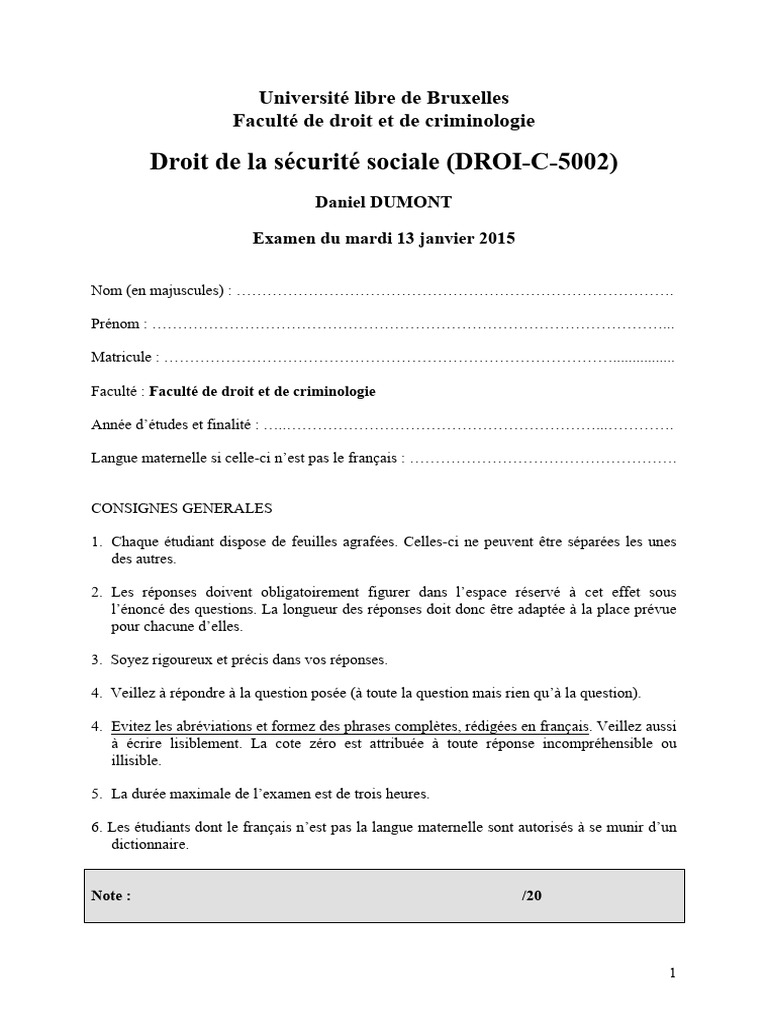 Examen DSS 2015 2020 | PDF | Retraite | Médecine générale