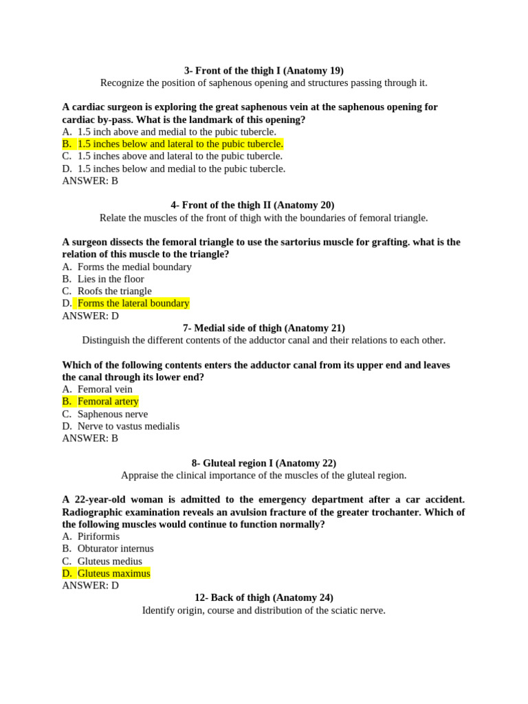 Anatomy End Module MSK Exam 2 | PDF | Knee | Human Leg