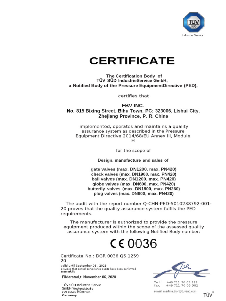 Certificado Tuv Sud | PDF