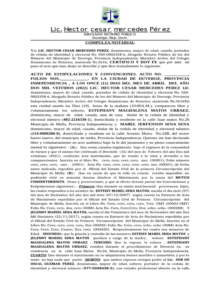 compulsa notarial STEPHANY | PDF | Divorcio | Instituciones sociales