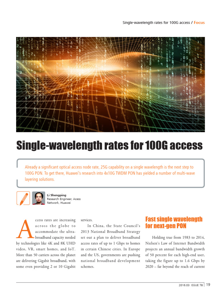 04 Focus Single Wavelength Rates For 100G Access | PDF | Optics | Data ...