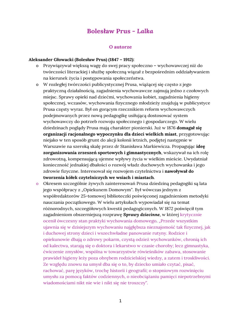 B. Prus - Lalka | PDF