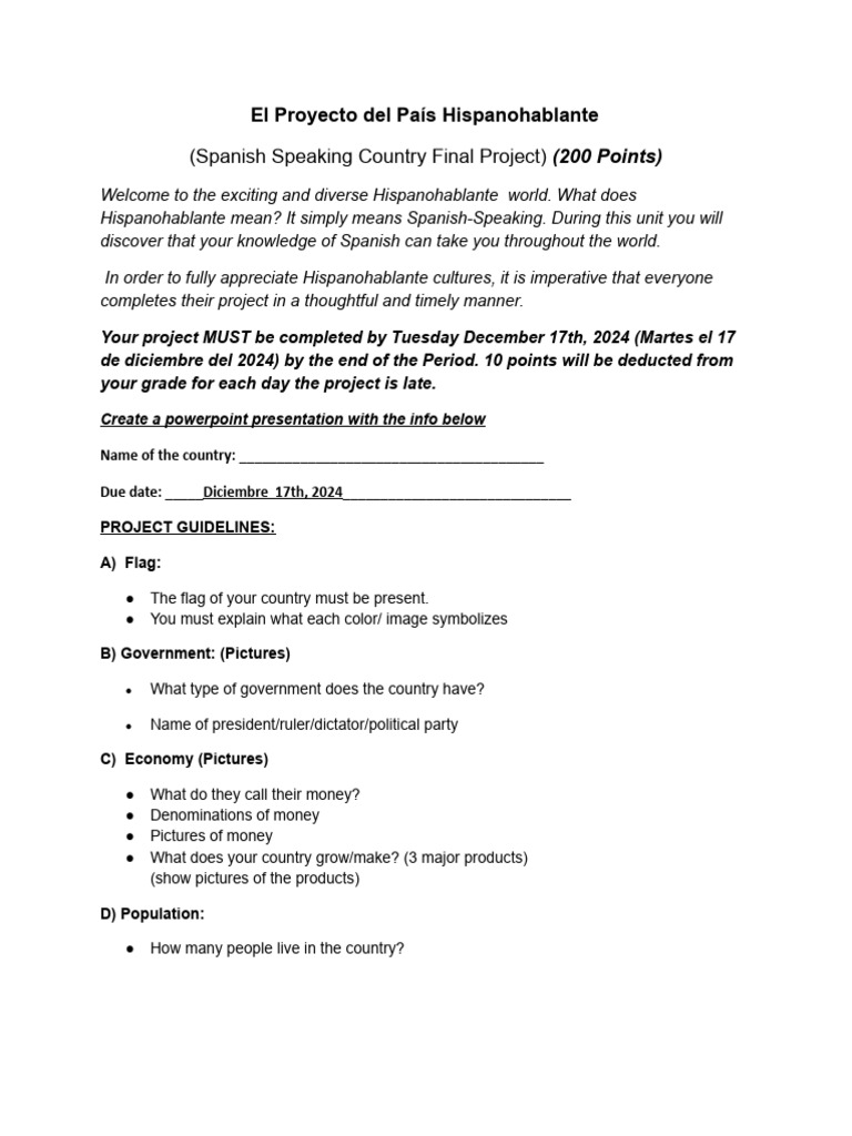 Spanish+speaking+country+project+Sp+1 (1) | PDF | Latin America | North ...