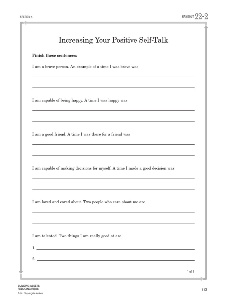 Increasing Your Positive Self-Talk | PDF