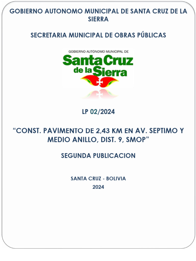 Licitación Pavimento Av. Séptimo Anillo | PDF | Presupuesto