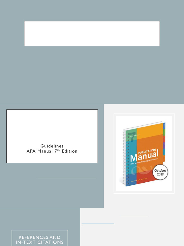 Brief Guideline Following APA Manual 7th Edition | PDF | Apa Style ...