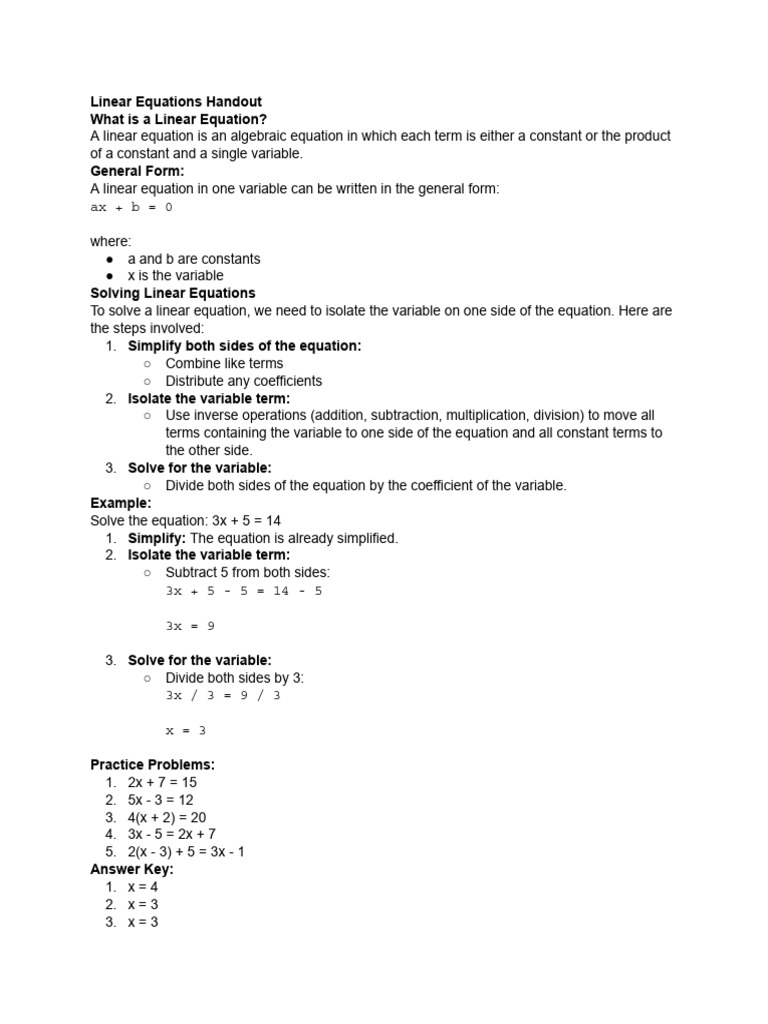Generate An Equation Handout | PDF